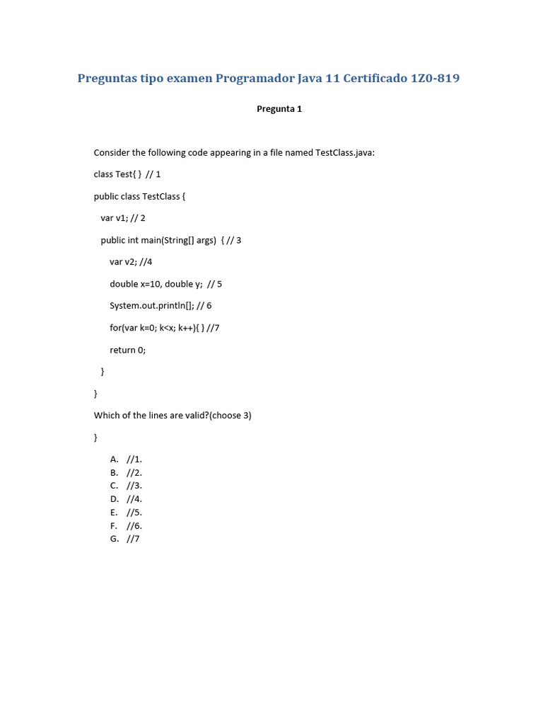 Preguntas Tipo | PDF | Method (Computer Programming) | Computer Programming