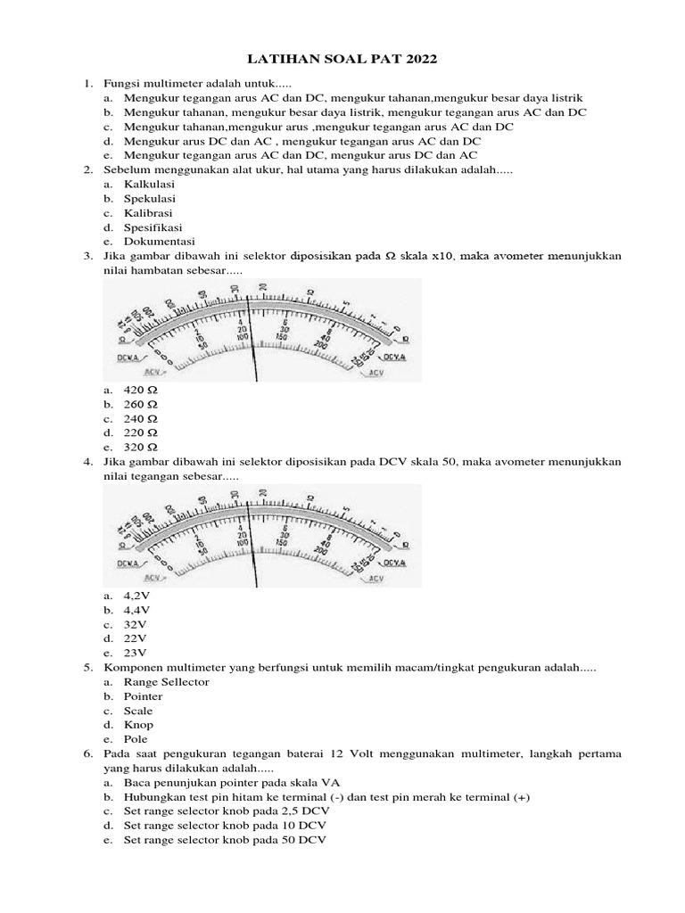Latihan Soal Pat Pdto 2o22 | PDF | Teknologi & Rekayasa