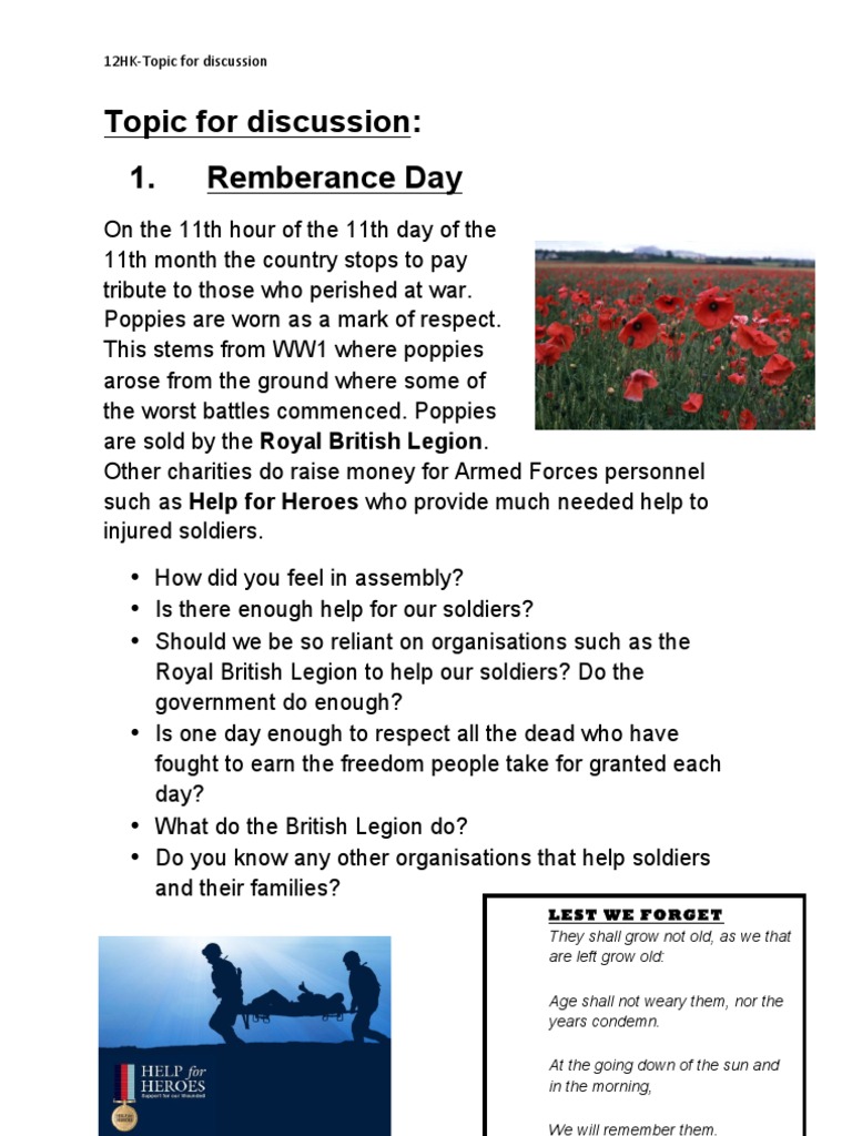Remembrance Day and the Royal British Legion | PDF