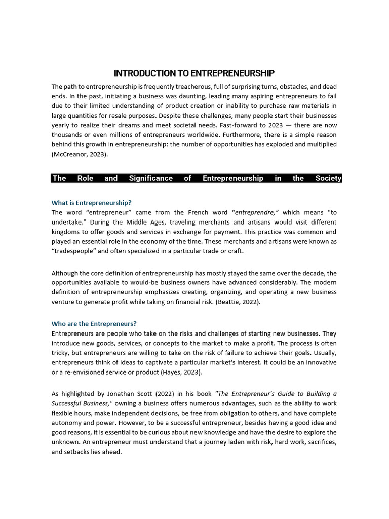 Entreo 1 | PDF | Entrepreneurship | Survey Methodology