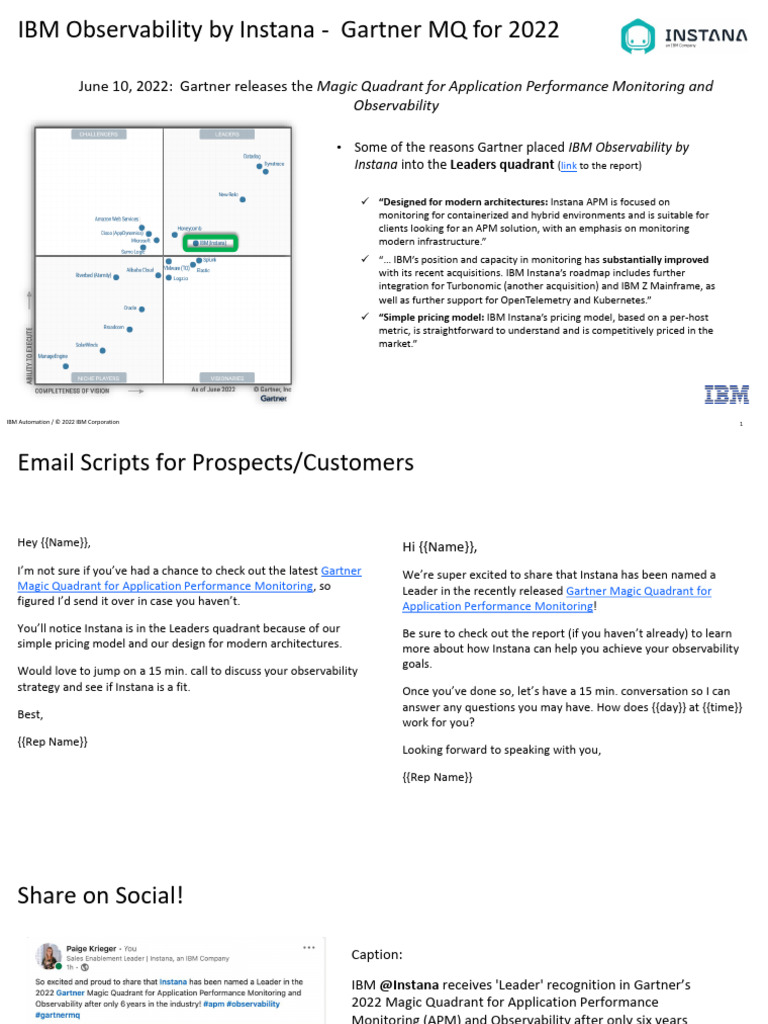 IBM Instana: Gartner APM Leader 2022 | PDF | Ibm | Information Technology