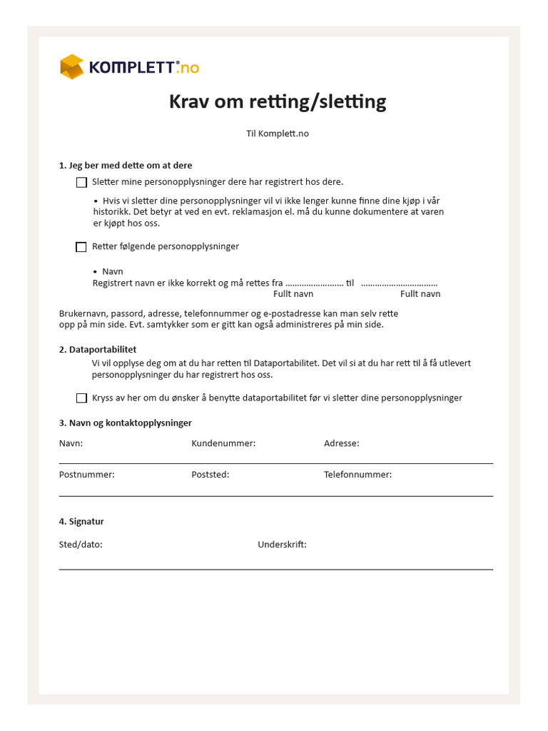 Komplett Kravomrettingsletting Bruker | PDF