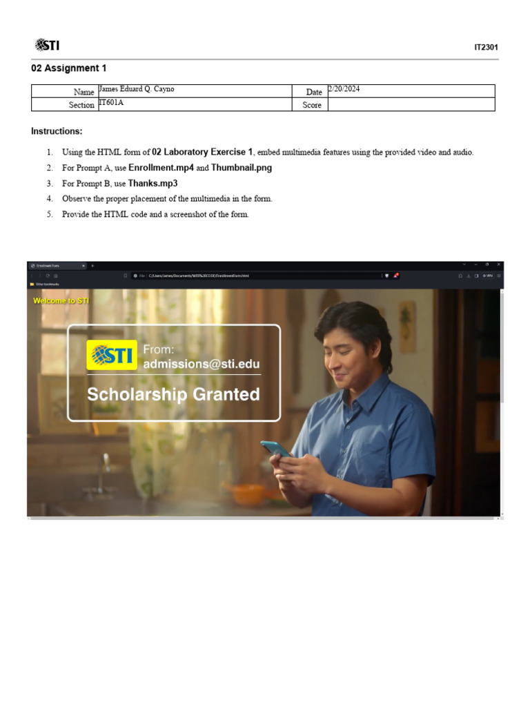 HTML Multimedia Form Task | PDF | Cyberspace | Hypertext