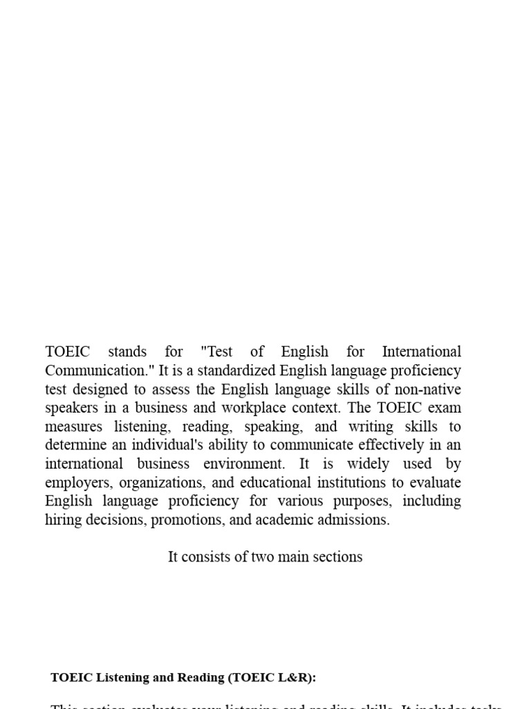 TOIEC Introduction | PDF | Reading Comprehension | English Language