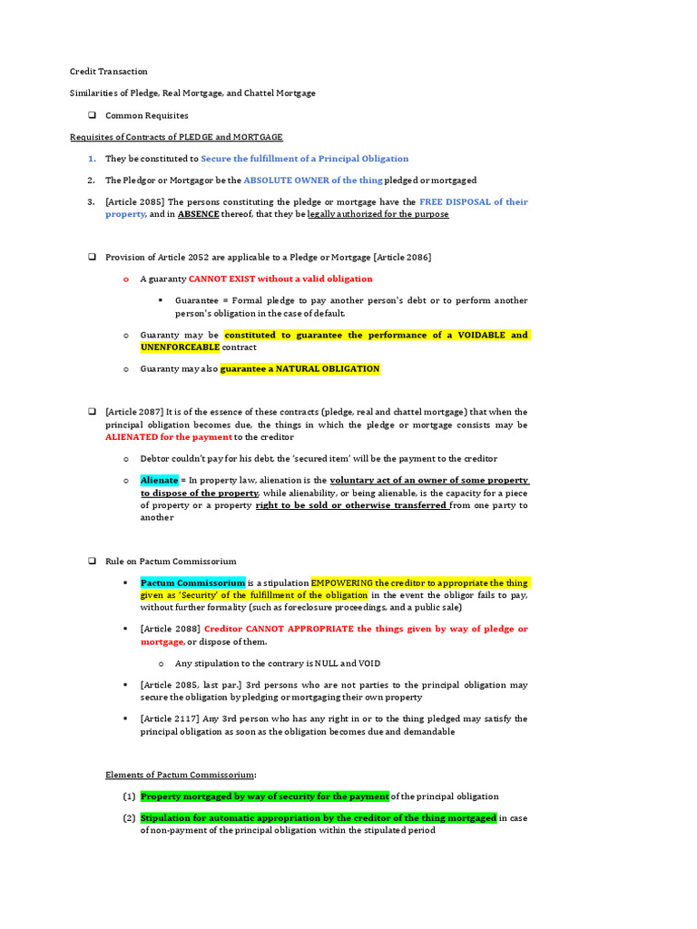 RFBT 3 - Credit Transaction | PDF | Mortgage Law | Guarantee
