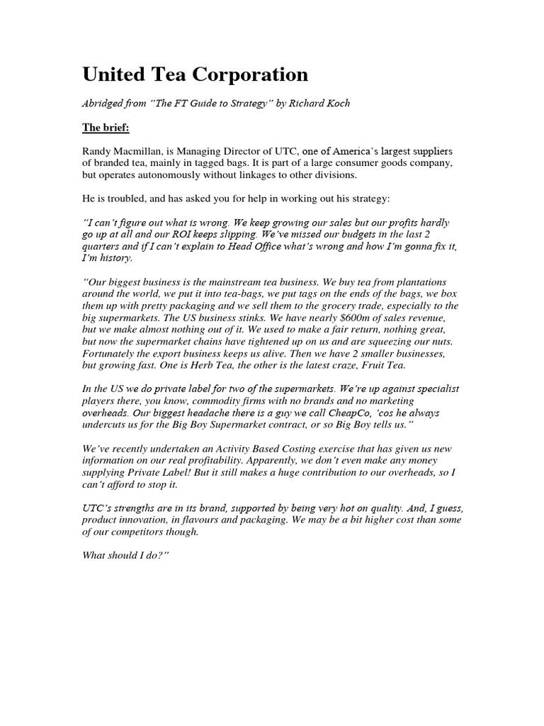 United Tea Corporation Case-Unlocked | PDF | Supermarket | Brand