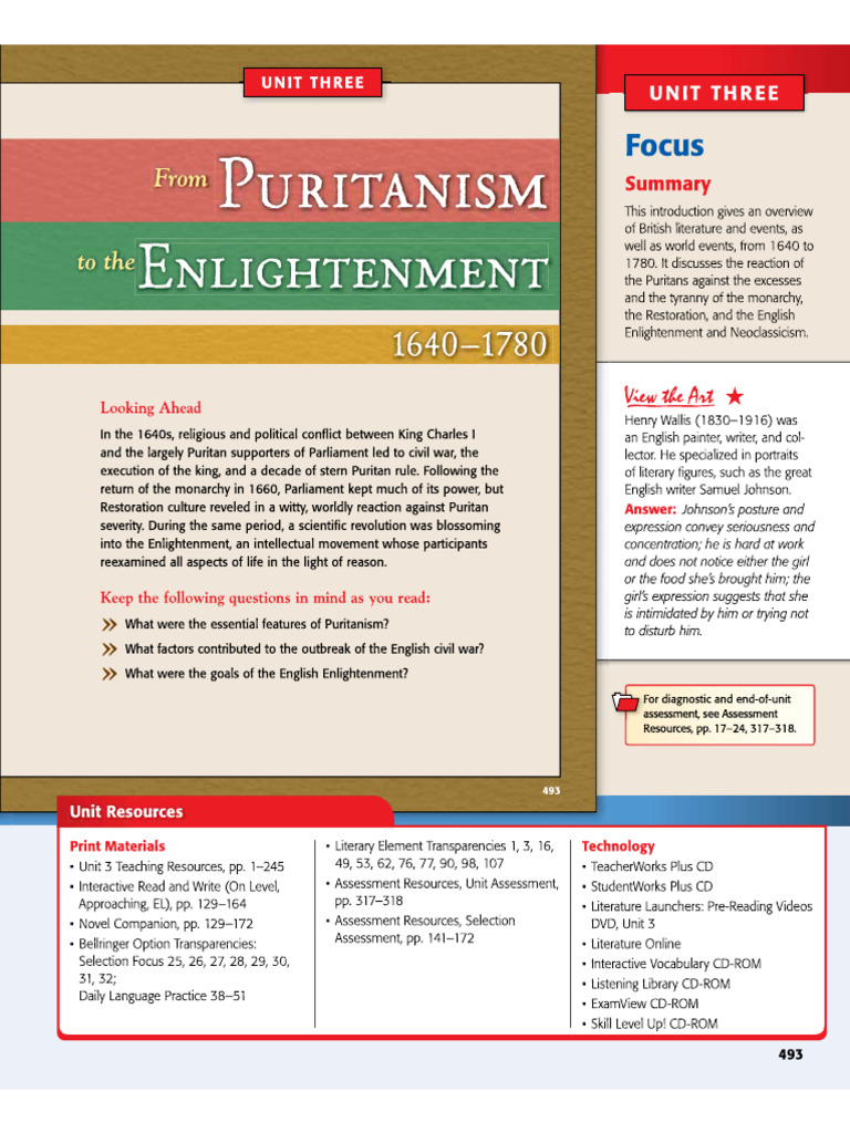 Glencoe British Literature From Puritanism To Enlightenment Compressed ...