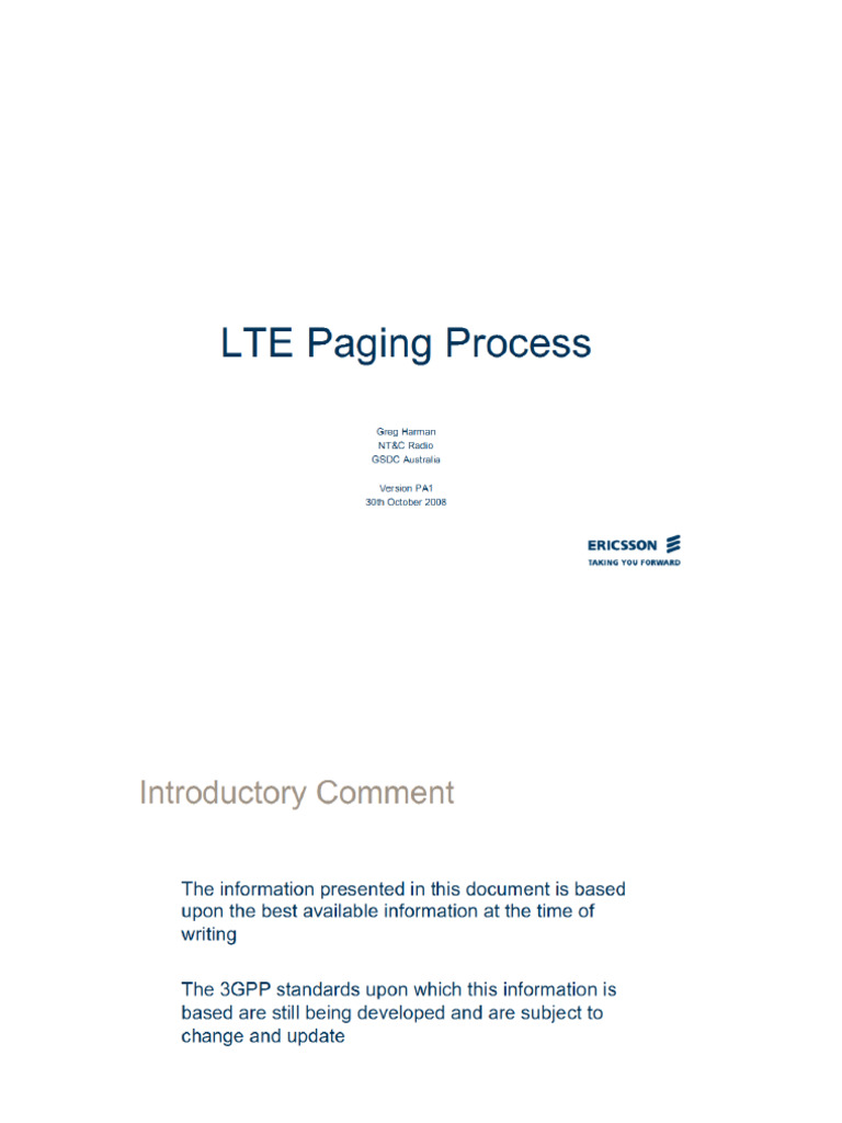 Ericsson - LTE Paging Process | PDF