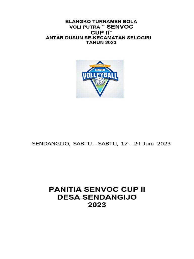 Blangko Pendaftaran Senvoc Cup II | PDF