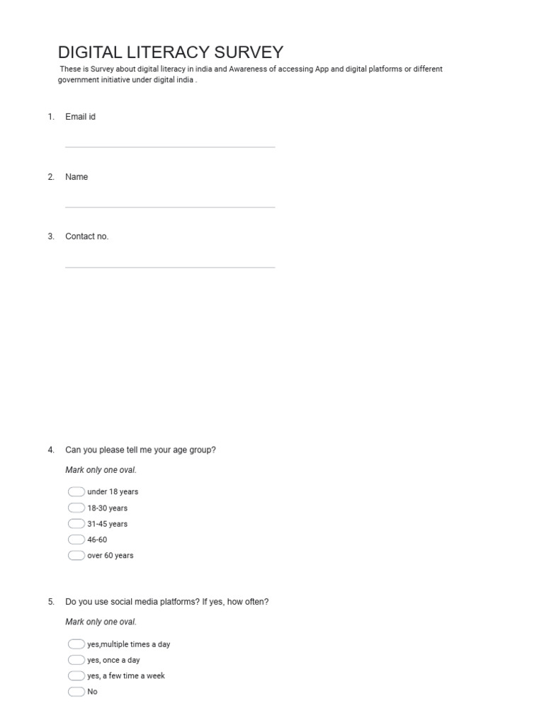Digital Literacy Survey in India | PDF