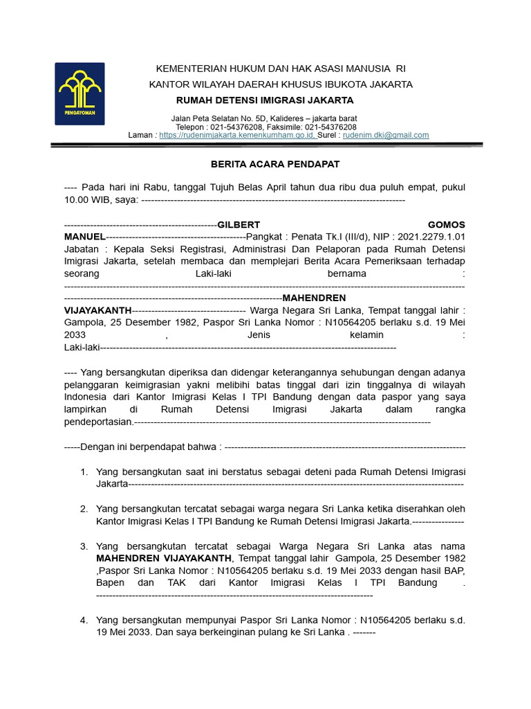 Berita Acara Pendapat | PDF