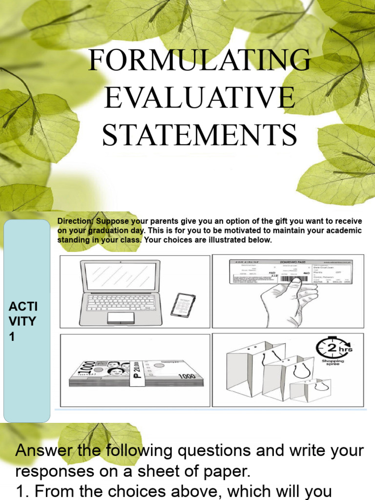 Formulating Evaluative Statements Pdf Attitude Psychology Argument
