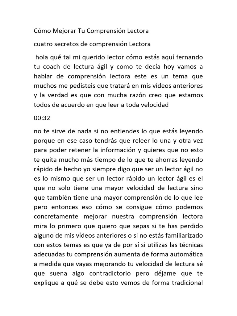 Cómo Mejorar Tu Comprensión Lectora | PDF | Información | Comprensión ...