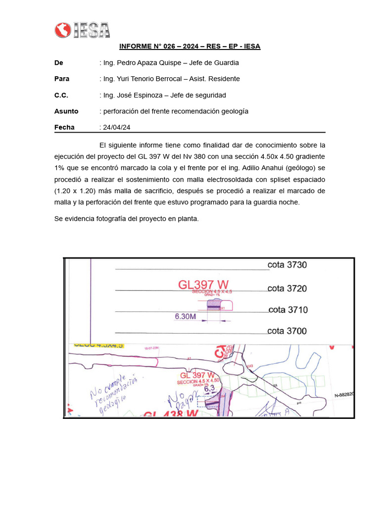 Perforación Frente GL 397 W Nv 380 | PDF | Ciencias sociales | Historia