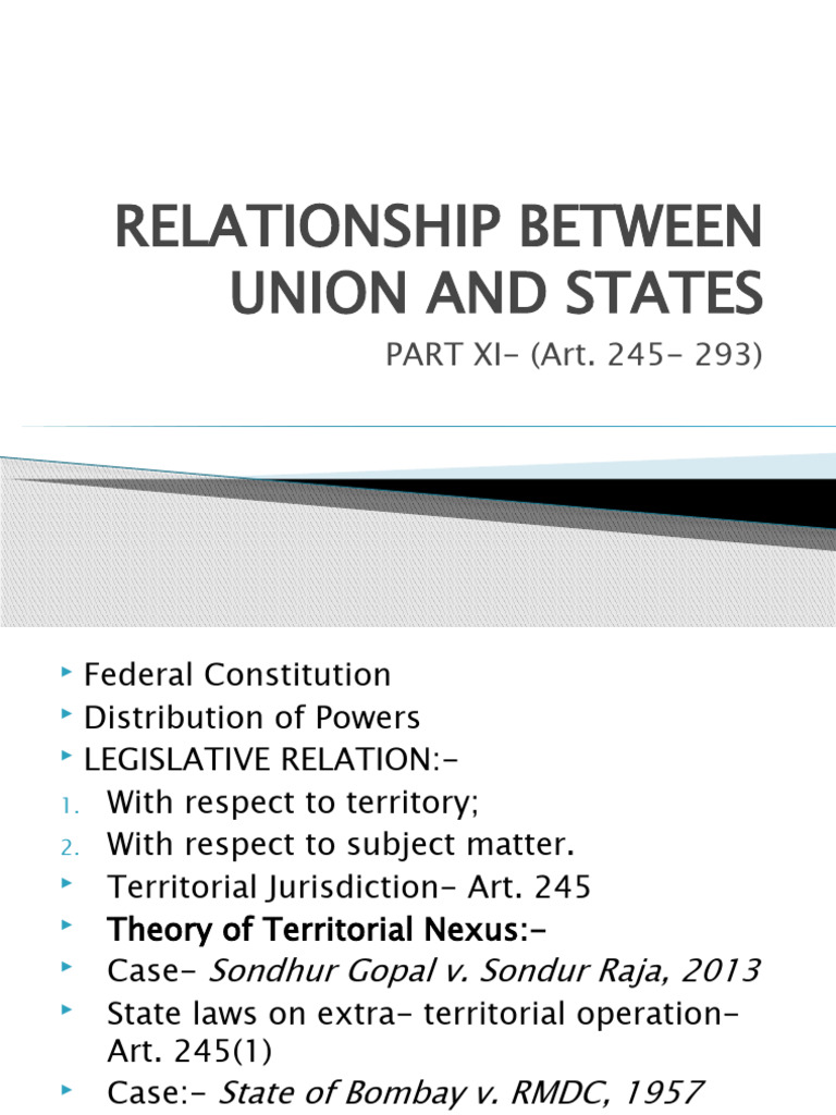 Union-State Relations in Federal Constitution | PDF | Taxes | Union ...