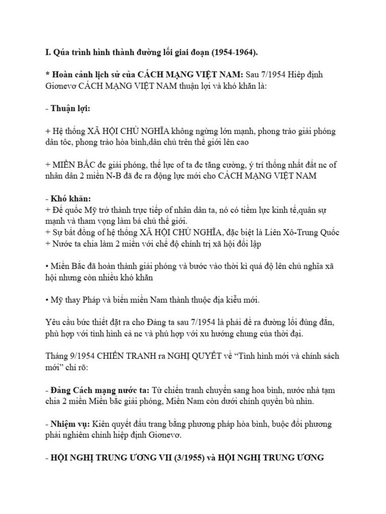 Đường Lối Của Đảng 1954-1964 | PDF