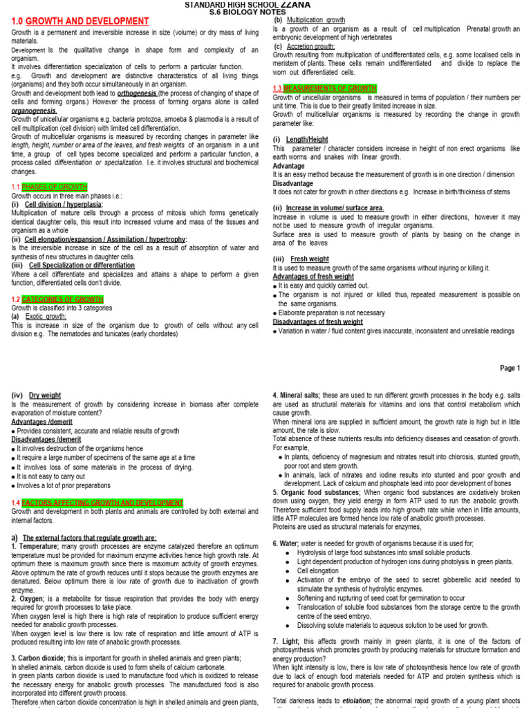 s.6 Biology Notes Standard High School Zzana | PDF | Seed | Germination