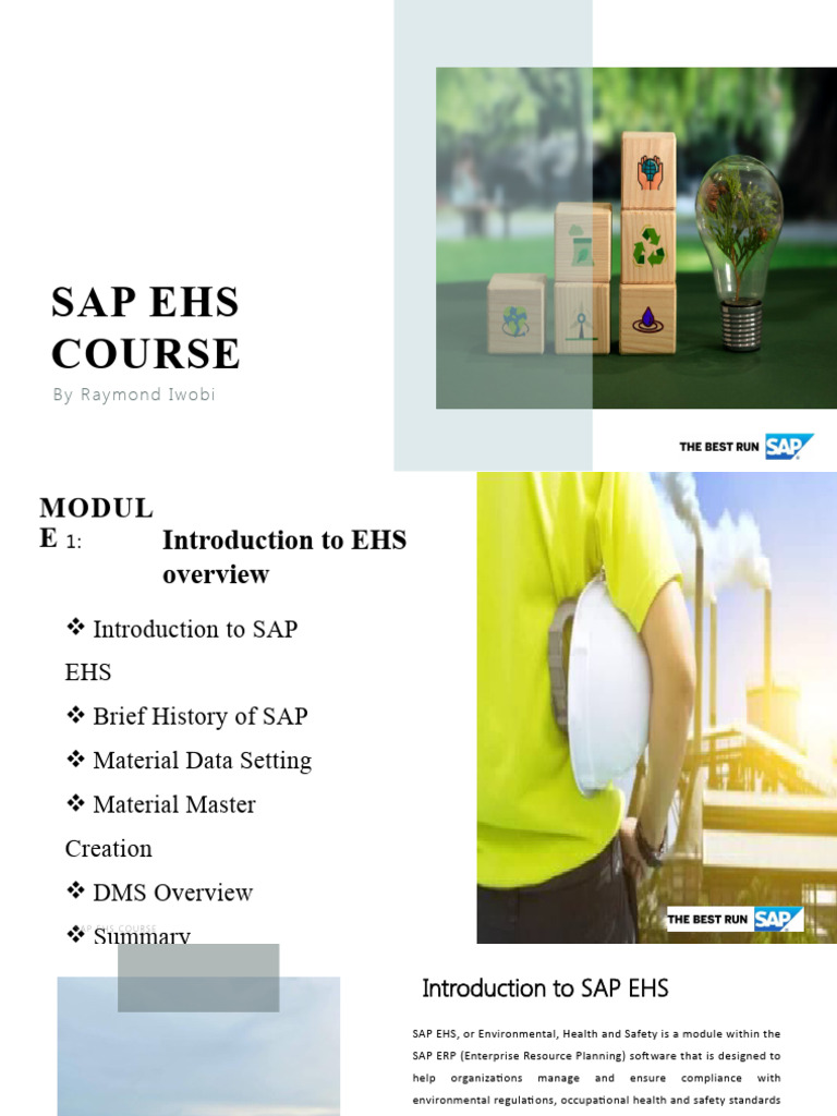 Sap Ehs Course Pdf Personal Protective Equipment Regulatory