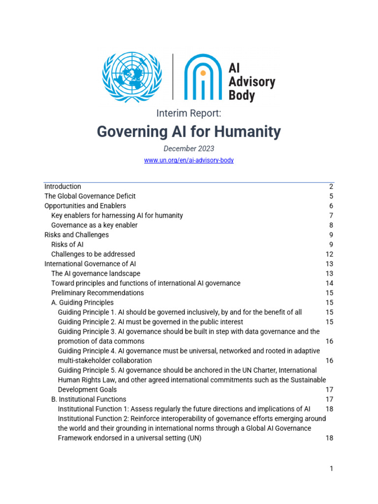 Ai Advisory Body Interim Report | PDF | Governance | Artificial Intelligence