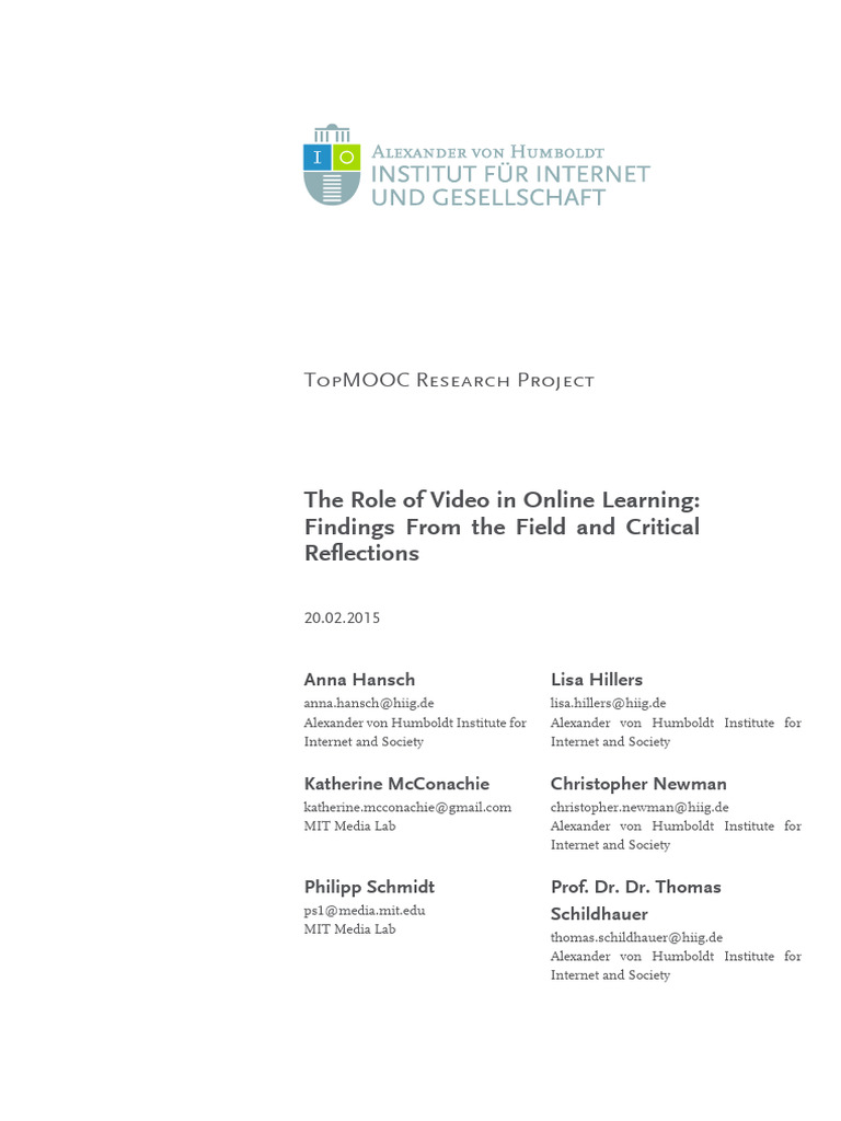 [PDF] the Role of Video in Online Learning- Findings From the Field and Critical Reflections ...