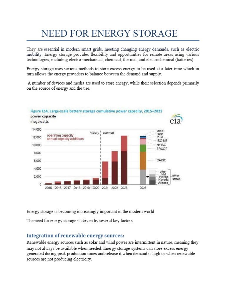 Need For Energy Storage | PDF | Energy Storage | Electrical Grid Need For Energy Storage | PDF | Energy Storage | Electrical Grid