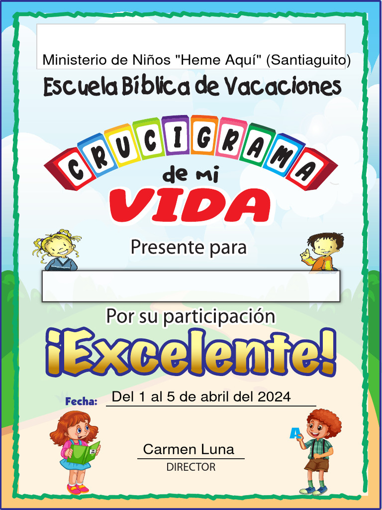 Certificados Ebdv Crucigrama de La Vida 2024 | PDF Certificados Ebdv Crucigrama de La Vida 2024 | PDF