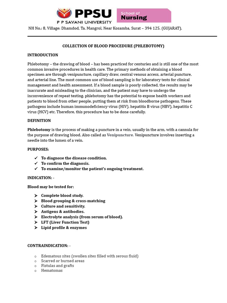 Phlebotomy Procedure and Guidelines | PDF | Medicine | Medical Specialties