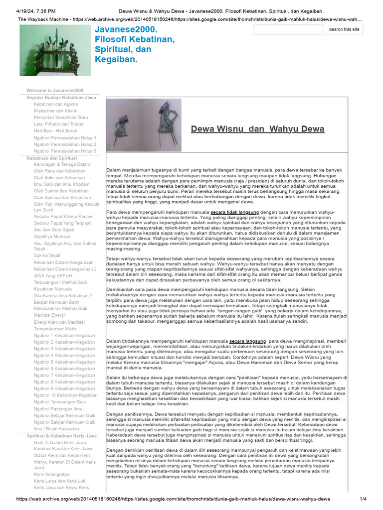 Dewa Wisnu & Wahyu Dewa - Javanese2000. Filosofi Kebatinan, Spiritual, Dan Kegaiban | PDF