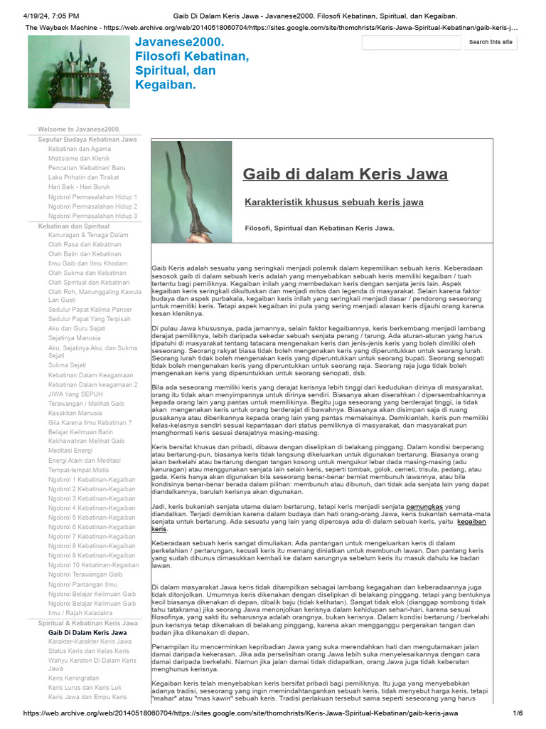 Gaib Di Dalam Keris Jawa - Javanese2000. Filosofi Kebatinan, Spiritual, Dan Kegaiban | PDF