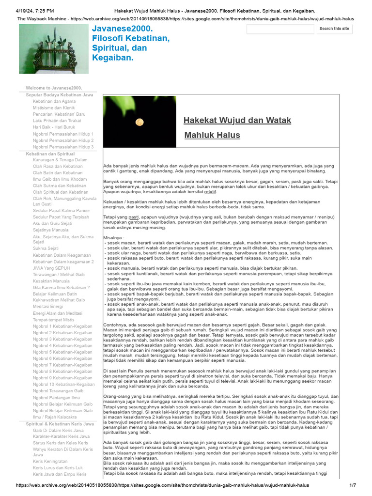 Hakekat Wujud Mahluk Halus - Javanese2000. Filosofi Kebatinan ...