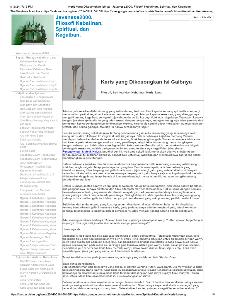 Keris Jawa: Filosofi dan Spiritualitas | PDF