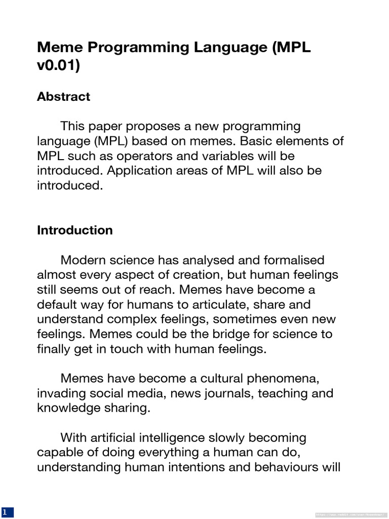 MemeProgrammingLanguageProposal | PDF | Programming Language | Computer ... MemeProgrammingLanguageProposal | PDF | Programming Language | Computer ...