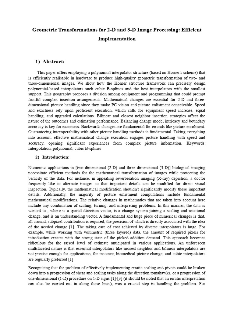 Geometric Transformations For Image Processing | PDF | Spline (Mathematics) | 2 D Computer Graphics