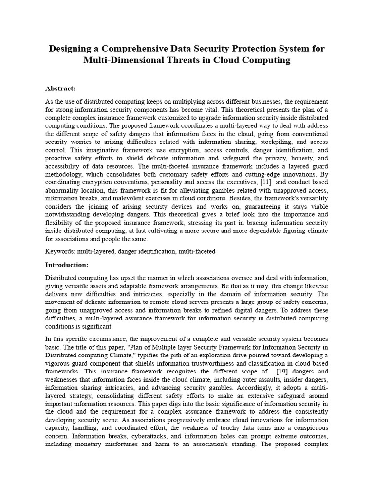 Designing A Comprehensive Data Security Protection System For Multi ... Designing A Comprehensive Data Security Protection System For Multi ...
