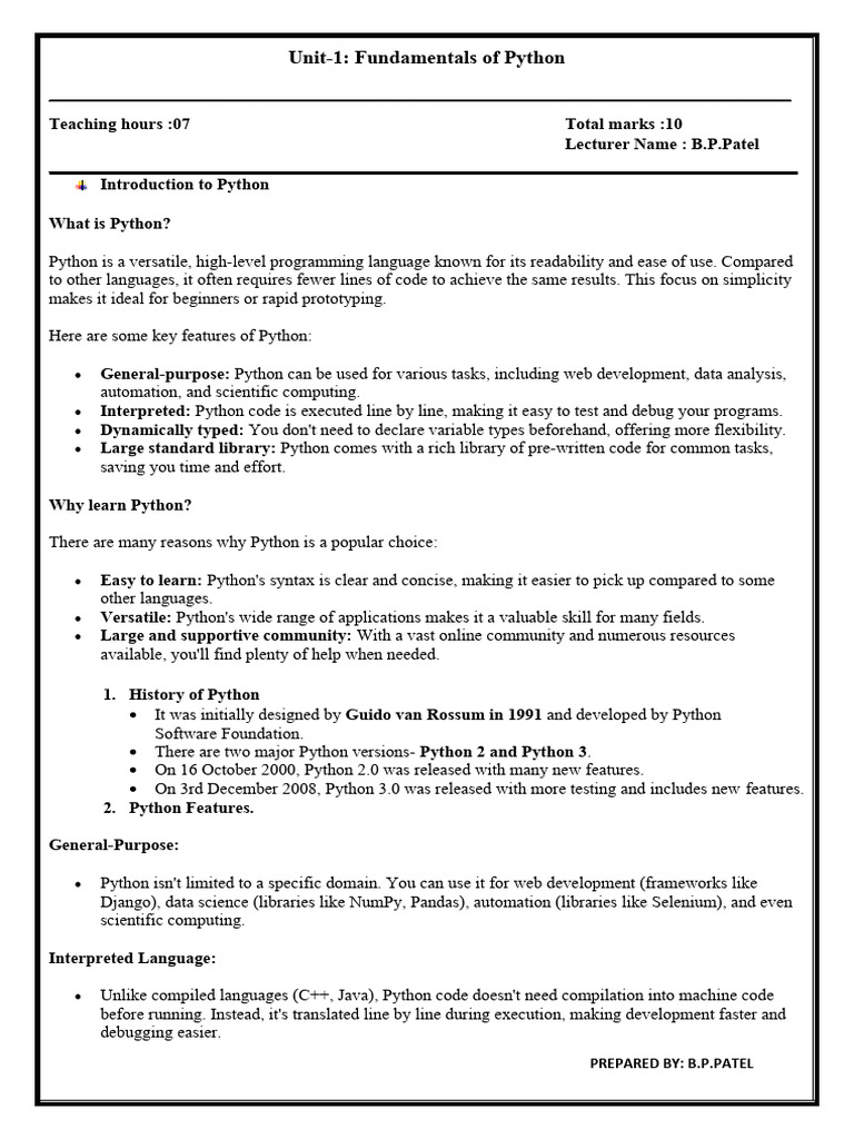 Unit 1 | PDF | Python (Programming Language) | Boolean Data Type
