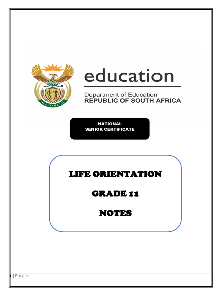 Life Orientation Grade 11 Notes | Download Free PDF | Goal | Gender Role