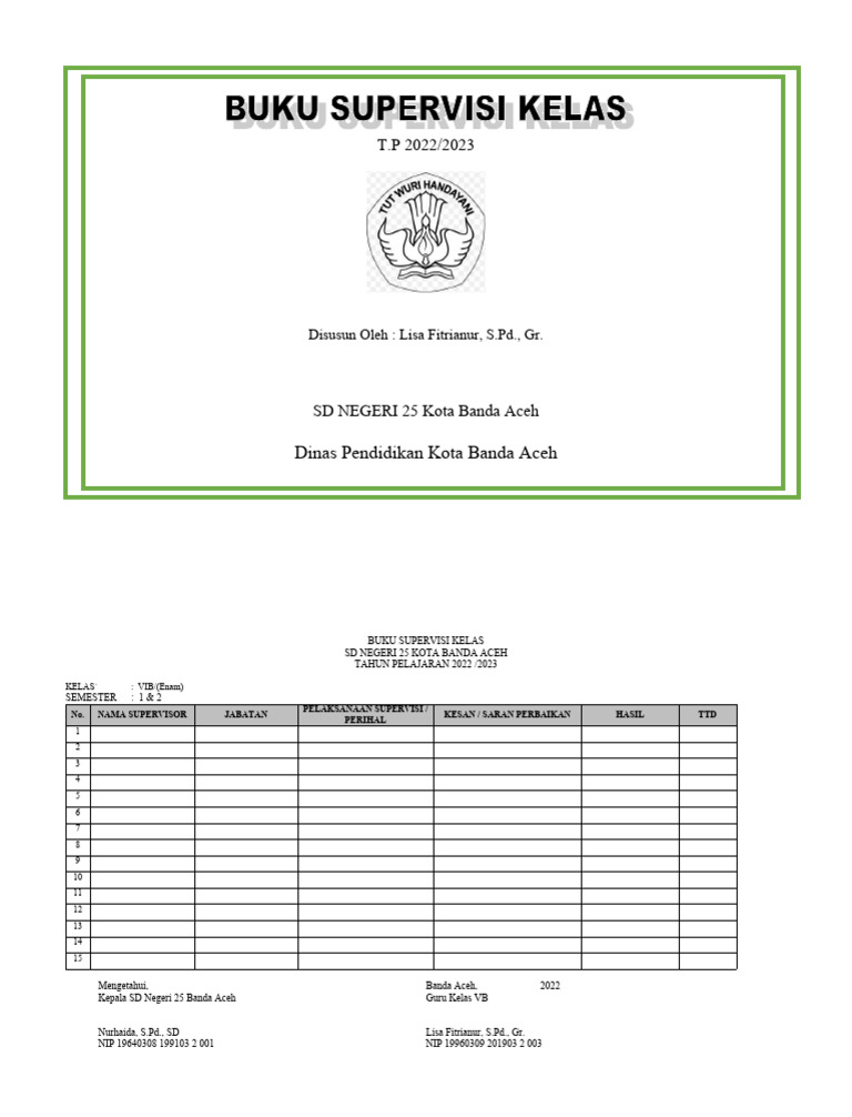Buku Supervisi Kelas | PDF