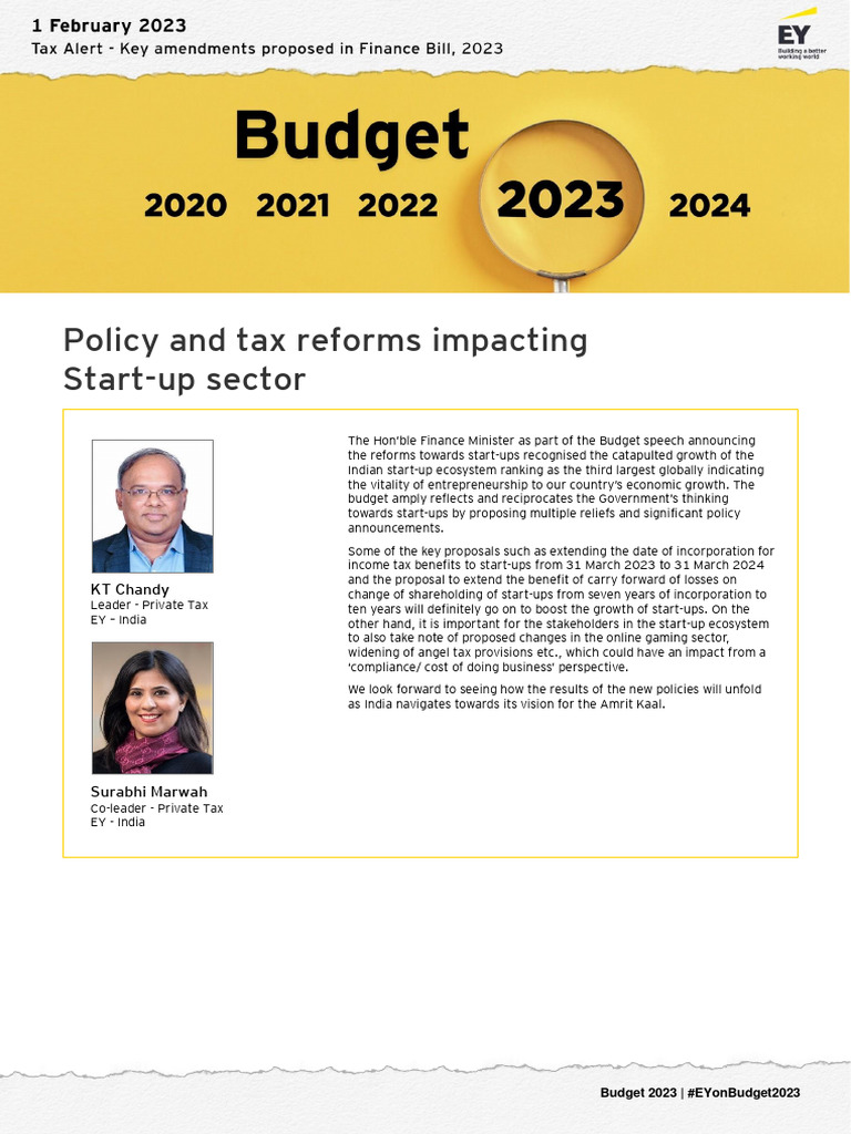 Ey Budget Connect 2023 Start Ups | PDF | Taxes | Capital Gains Tax