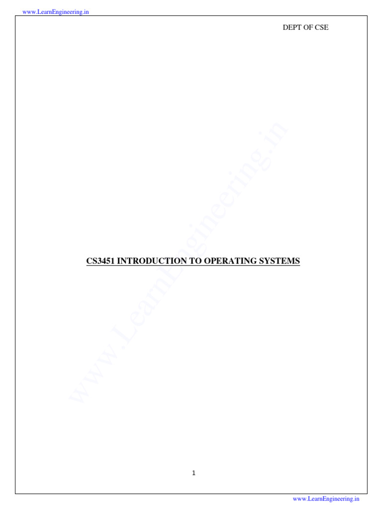 CS3451 OPERATING SYSTEM 01 - by WWW - Learnengineering.in | PDF | Process (Computing ...