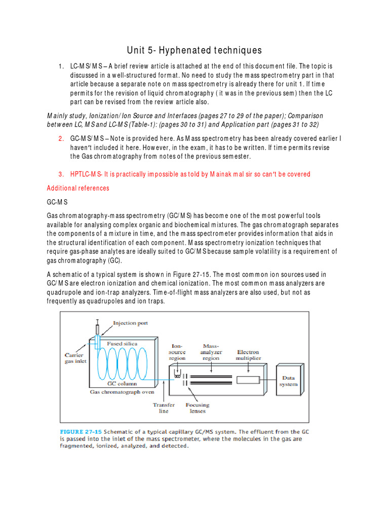 Hyphenated Techniques | PDF | Liquid Chromatography–Mass Spectrometry | Electrospray Ionization