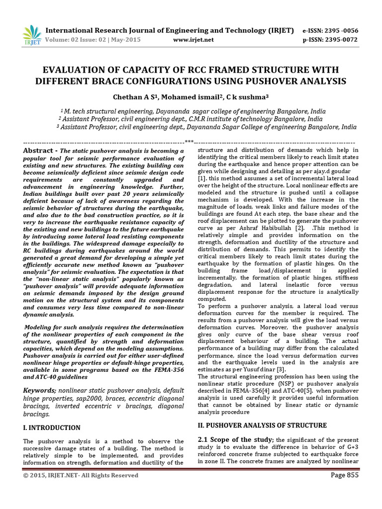 Evaluation of Capacity of RCC Framed Structure With Different Brace ...