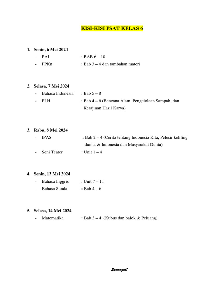 Kisi Kisi PSAT 2023 2024 | PDF