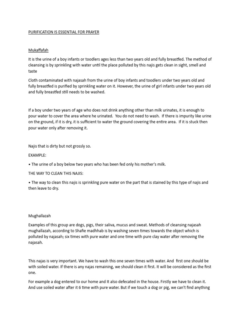 PURIFICATION IS ESSENTIAL FOR PRAYER | PDF | Water | Purified Water