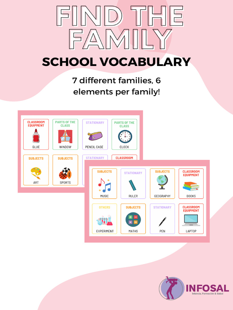 Find The Family School Vocabulary | PDF | Classroom | Laptop