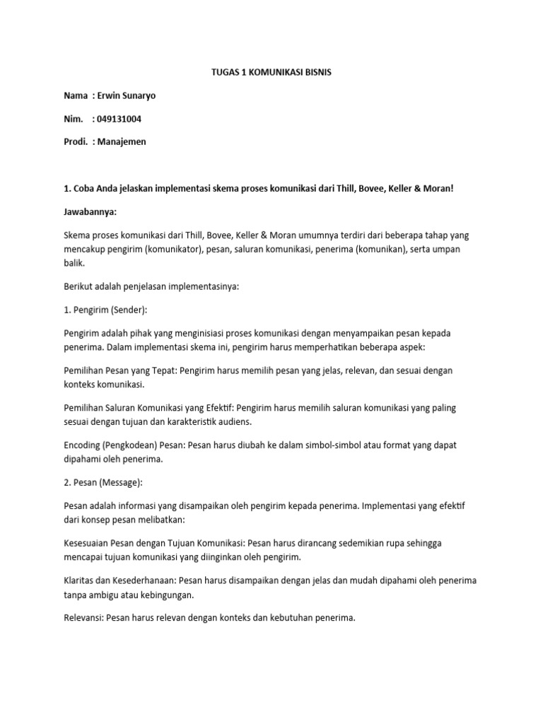 TUGAS 1 KOMUNIKASI BISNIS ERWIN-WPS Office | PDF | Bisnis | Komputer