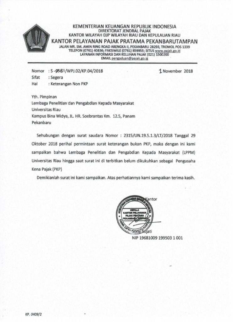 Surat Ket Non PKP | PDF