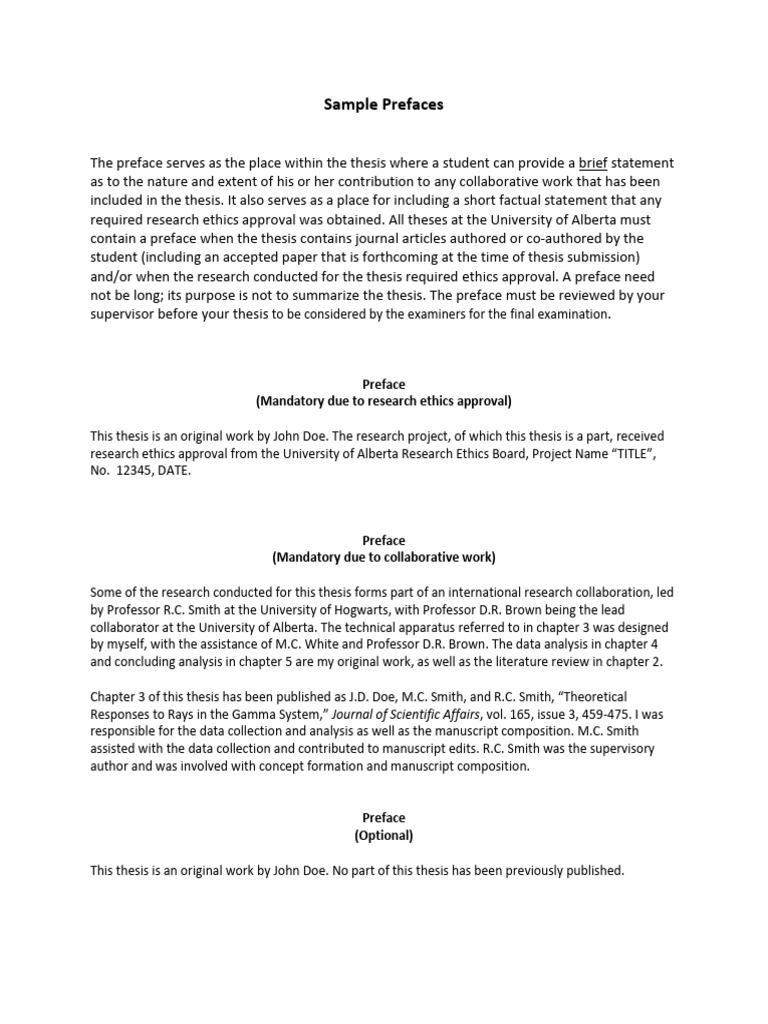 2016 03 29 Thesissampleprefaces | PDF | Thesis | Knowledge Management