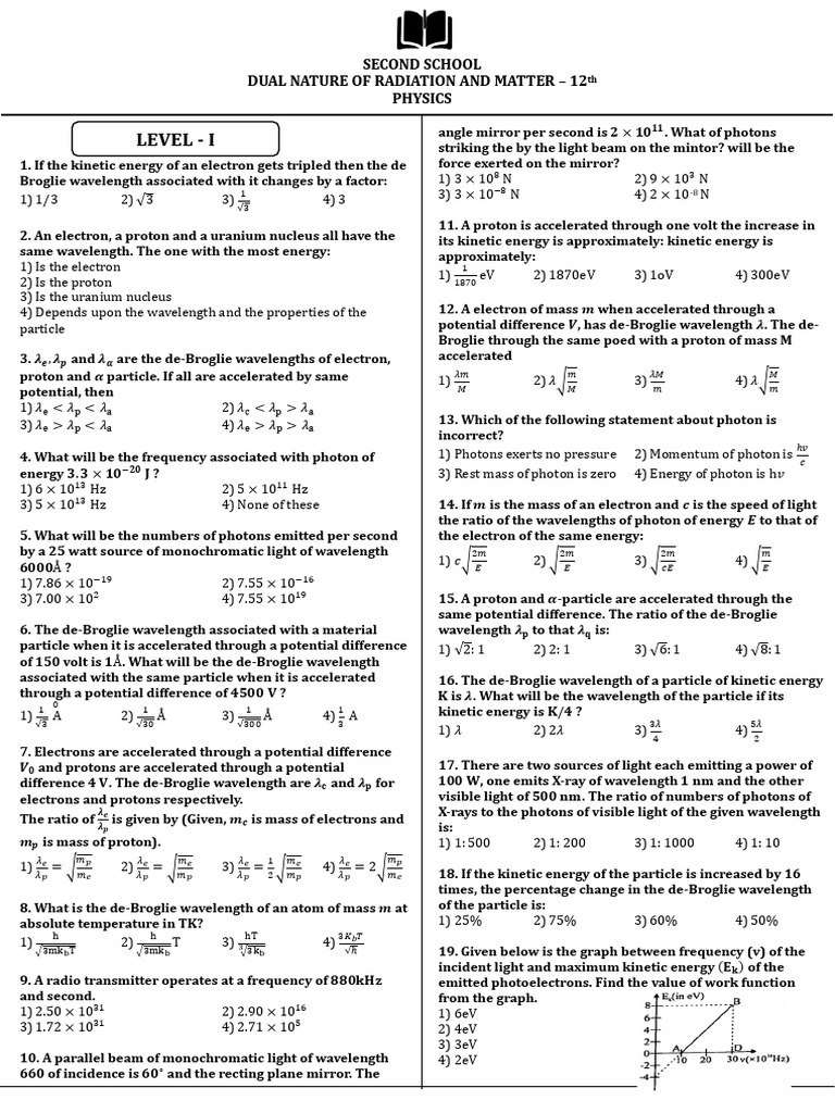 Dual Nature of Radiation and Matter - Class -12th (Physics) | PDF | Photoelectric Effect | Electron