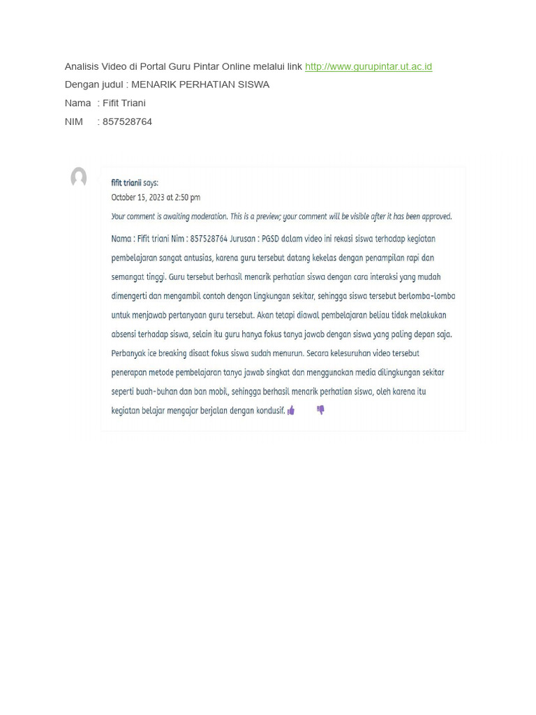 Tugas Matkul PDGK4209 Sesi 1 | PDF | Karier & Perkembangan | Sains & Matematika