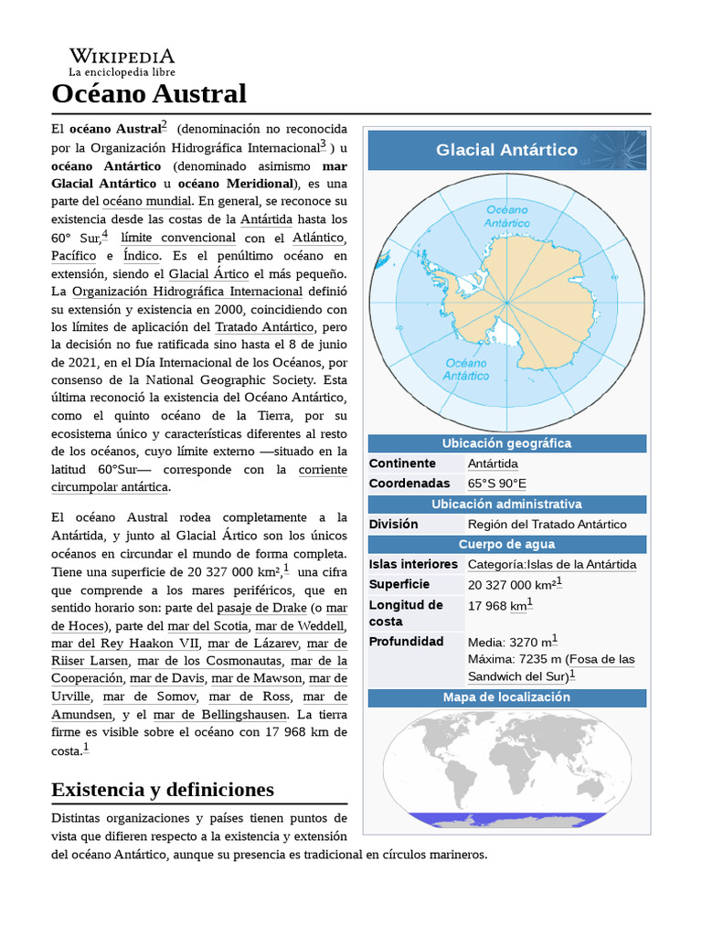 Océano Austral: Definición y Características | PDF | Oceanografía ...